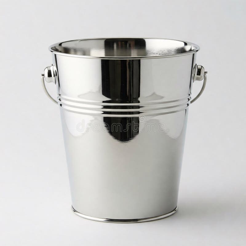 Metal Bucket Isolated on a White Background. 3d Render Illustration ...