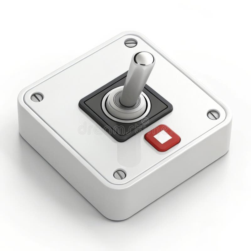 Shiny Metallic Control Lever with Red Button is Waiting To Be Pulled in ...