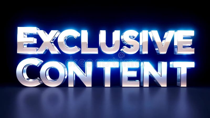 Shiny Metallic 3D Exclusive Content Text on a Dark Reflective Surface ...