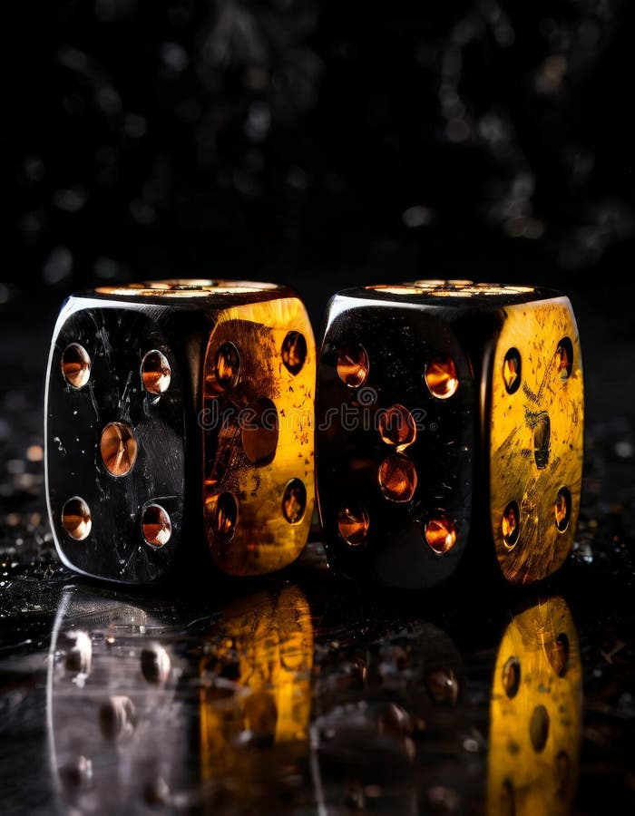 Shiny Metallic Dice on Reflective Surface Stock Photo - Image of ...