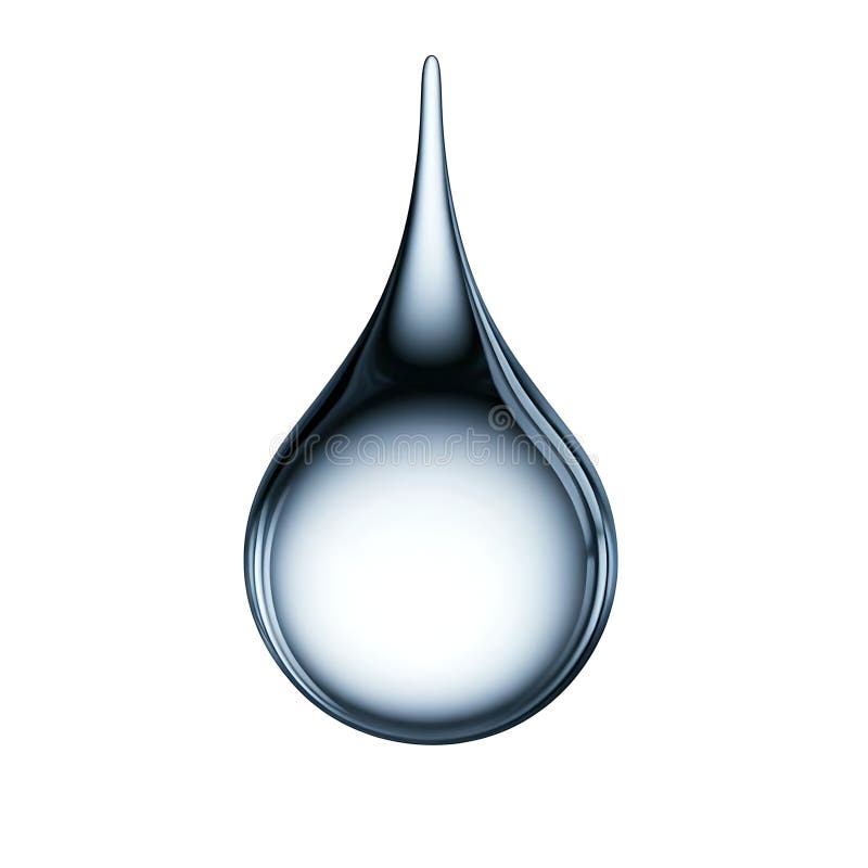 Shiny Metallic Droplet on White Background Stock Illustration ...