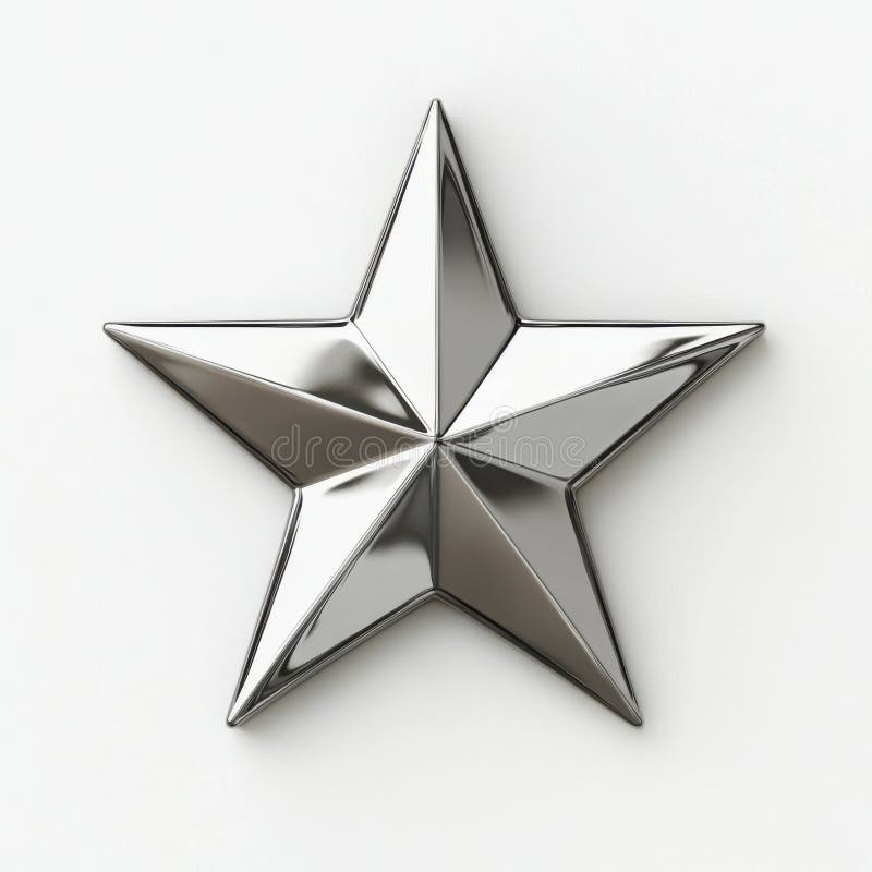Shiny Metallic Five-pointed Star on Plain White Background Stock ...