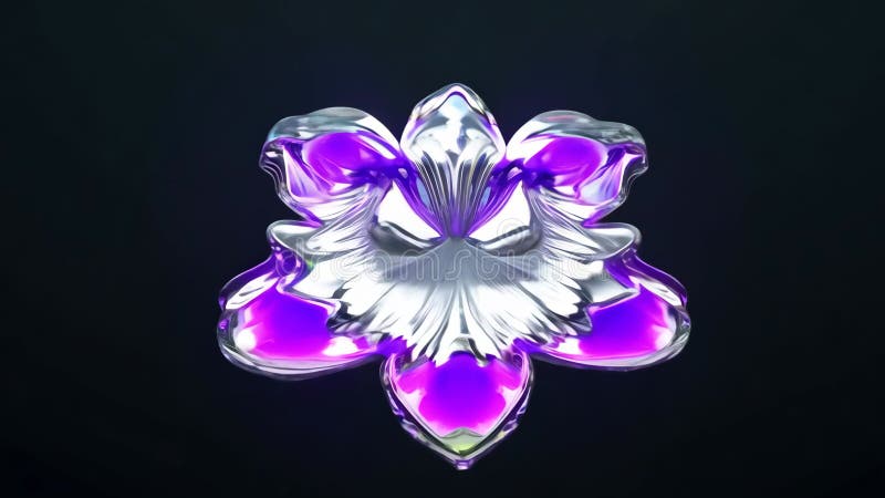 A Shiny Metallic Flower Sculpture with Reflective Surfaces on a Black ... A Shiny Metallic Flower Sculpture with Reflective Surfaces on a Black ...