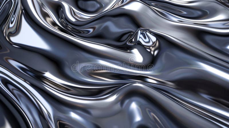 Shiny Chrome Texture Smooth Waves Creating Elegant Visual Effect Stock ...