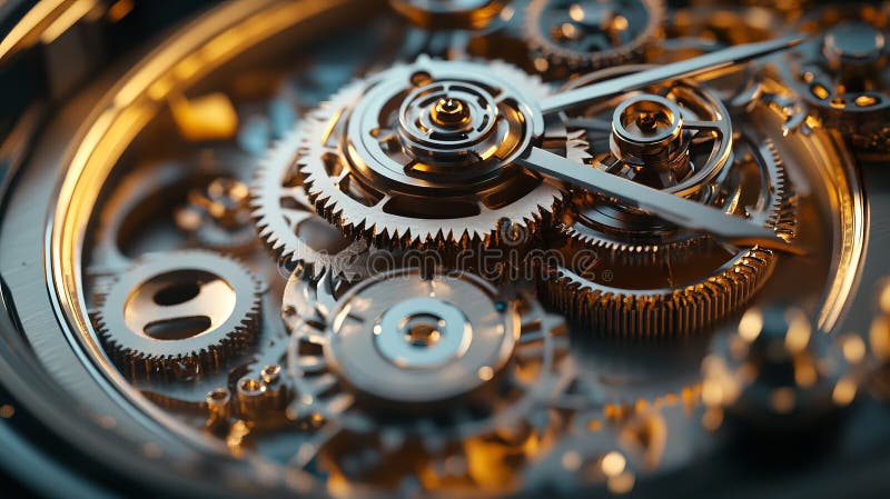 Shiny Metallic Gears in a Polished, High-tech Clockwork System Stock ...