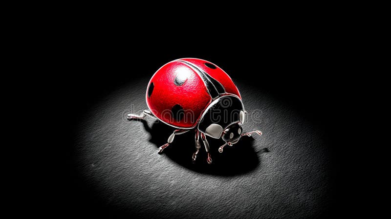 A Shiny, Metallic Ladybug Figurine is Placed on a Dark Surface Stock ...
