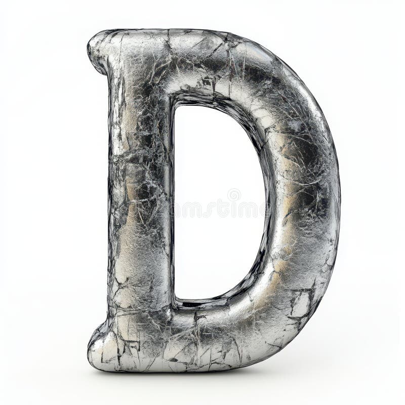 A Shiny, Metallic Letter "D" with a Textured Surface Stock Illustration ...