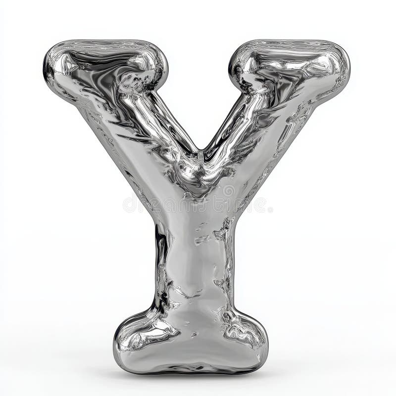 A Shiny, Metallic Letter "Y" with a Smooth, Reflective Surface Stock ...