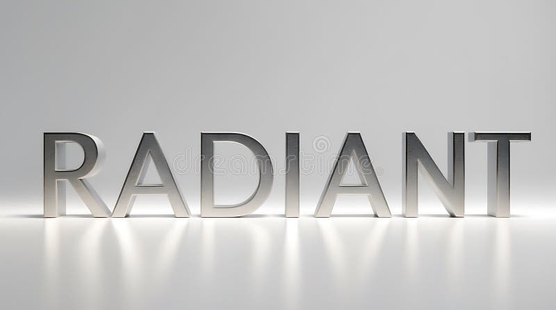 Shiny Metallic Letters Spelling Out the Word Radiant on a Reflective ...