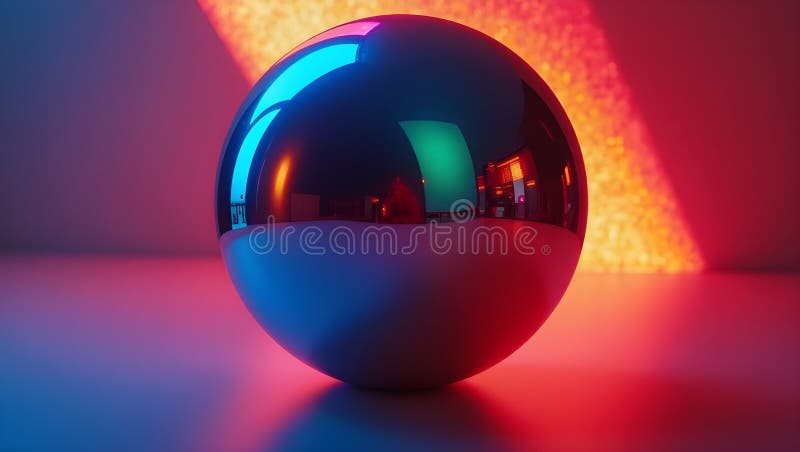 A Shiny Metallic Object Reflecting Bold Rainbow Colors Under Vivid ...