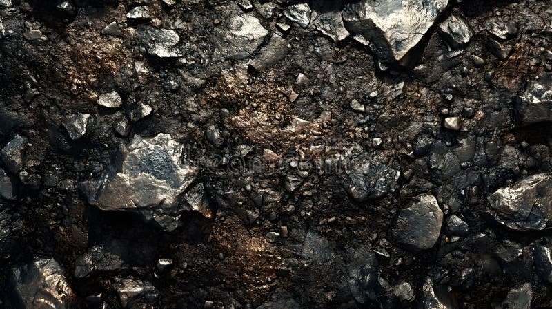 Shiny Metallic Ore and Rocky Surface with Reflective Silver Textures ...