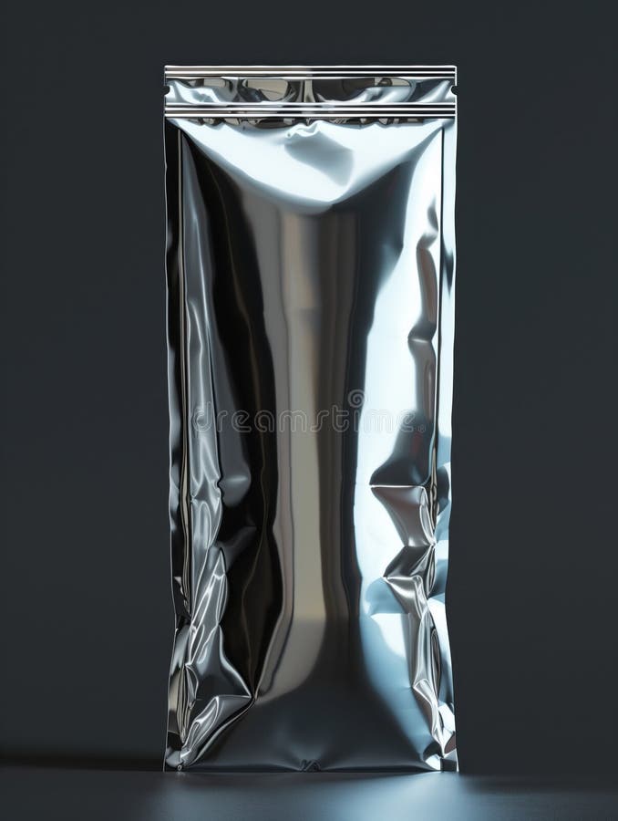 Shiny Metallic Pouch Mockup on a Dark Background. Stock Photo - Image ...
