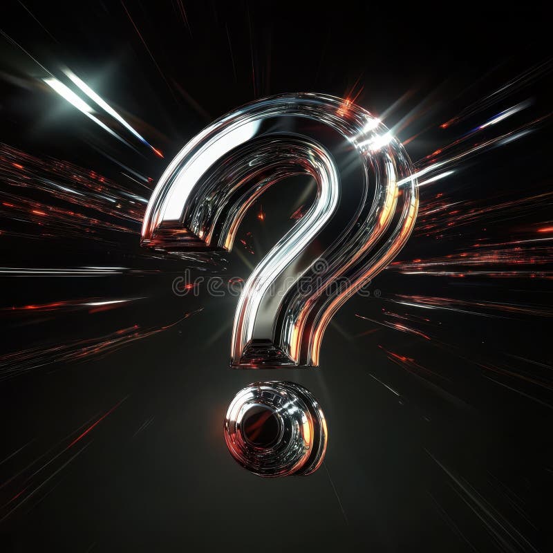 A Shiny Metallic Question Mark Surrounded by Dynamic Light Effects ...