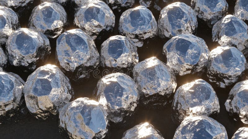 Shiny Metallic Rocks with Faceted Surfaces in Sunlight Stock Image ...