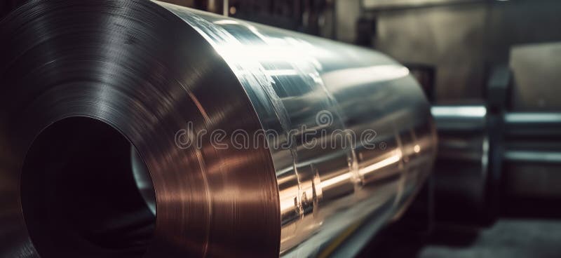 Shiny Metallic Rolls in Industrial Setting Showcasing Precision ...
