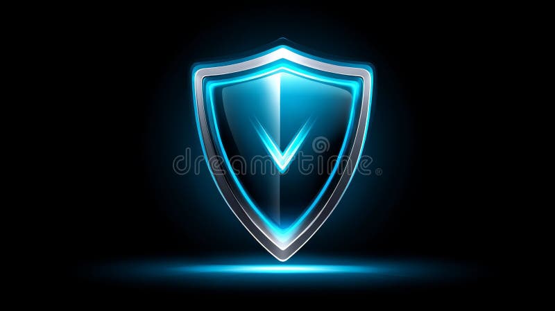 Shiny Metallic Shield Icon on Dark Background, a Symbol of Protection ...