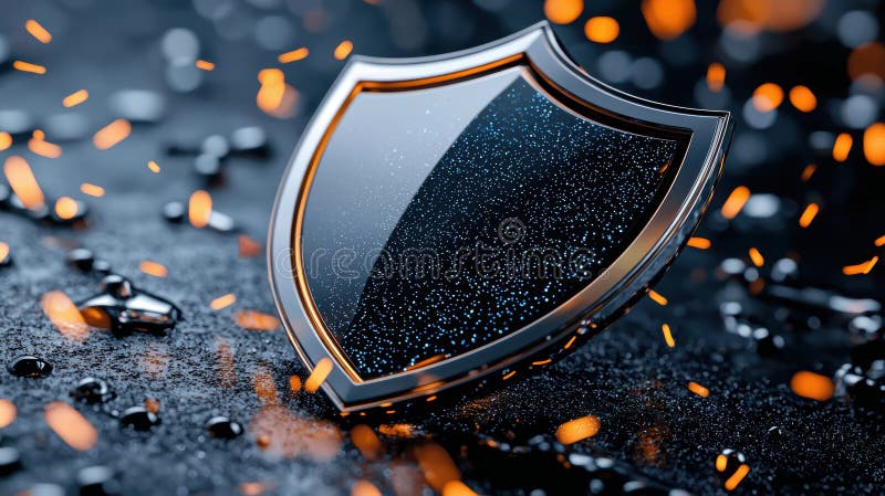 Shiny Metallic Shield Reflecting Light with Sparks and Particles ...