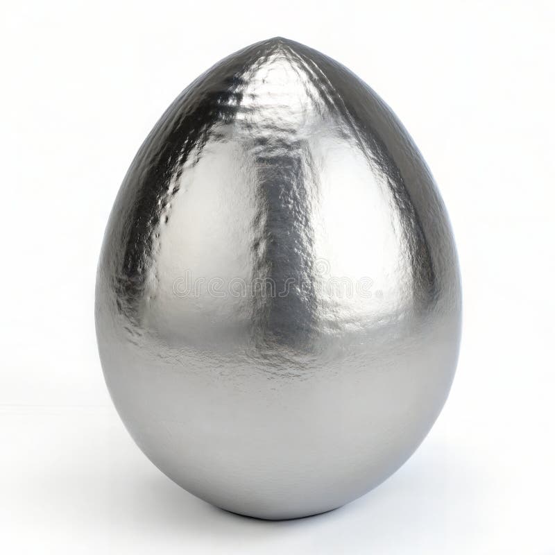 Shiny Metallic Silver Egg Isolated on White Background Stock Illustration - Illustration of ...