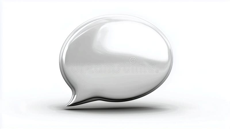 Shiny Metallic Silver Speech Bubble 3D Render Glossy Blank ...