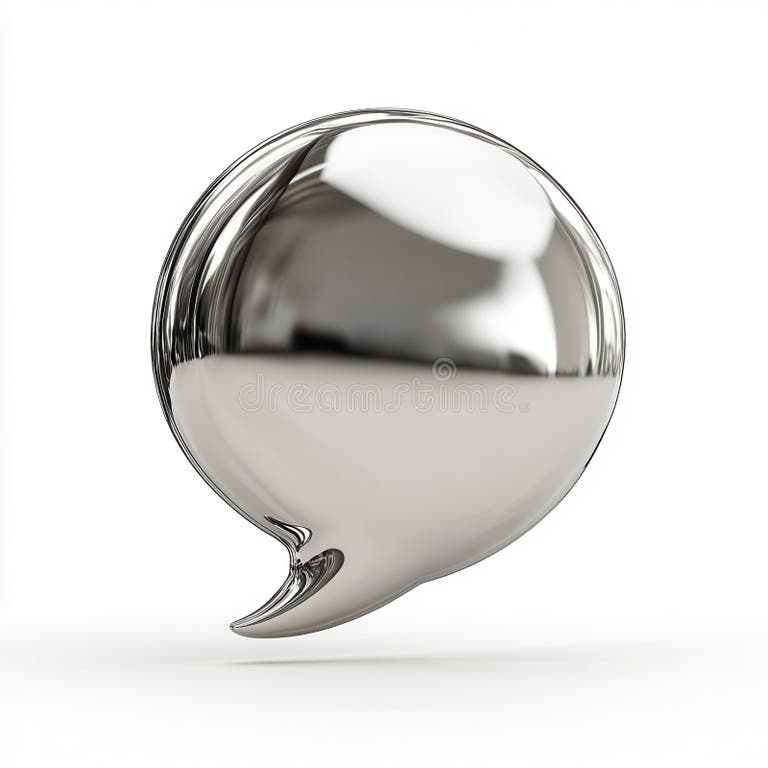 A Shiny, Metallic Speech Bubble Icon, Symbolizing Communication and ...