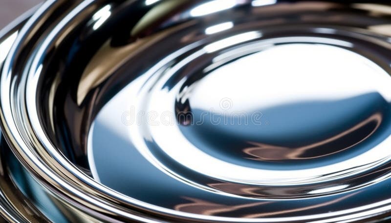 Shiny Metallic Sphere Reflects Rippled Blue Wave Pattern in Motion ...