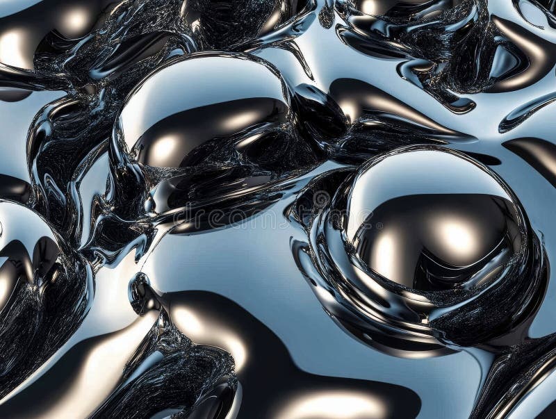 Shiny Metallic Spheres on Reflective Silver Surface Stock Image - Image ...