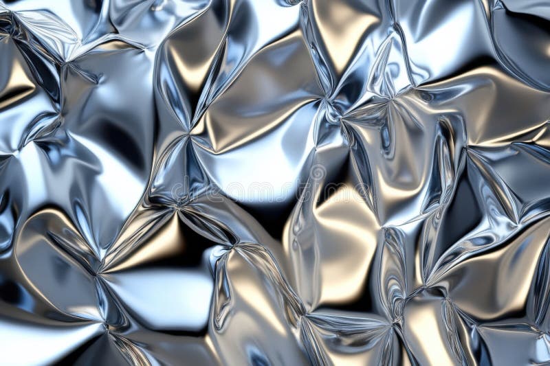Shiny Metallic Surface Intricate Folds Reflections Creating Abstract ...