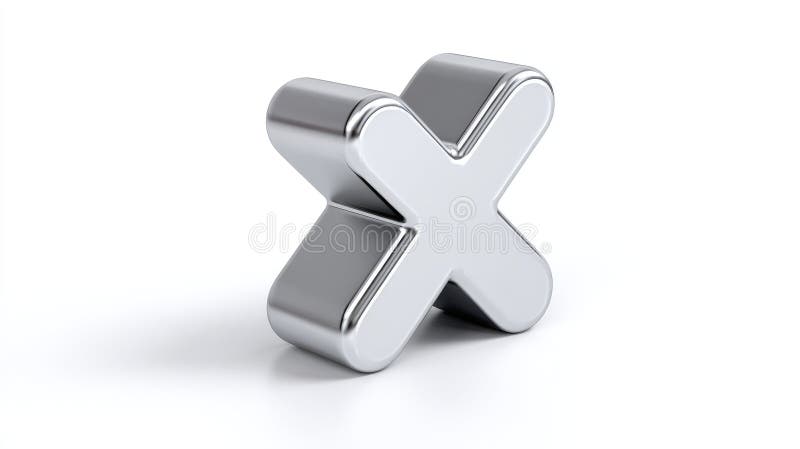 Three-Dimensional Metallic Cross Symbol: a Polished Chrome X Stock ...