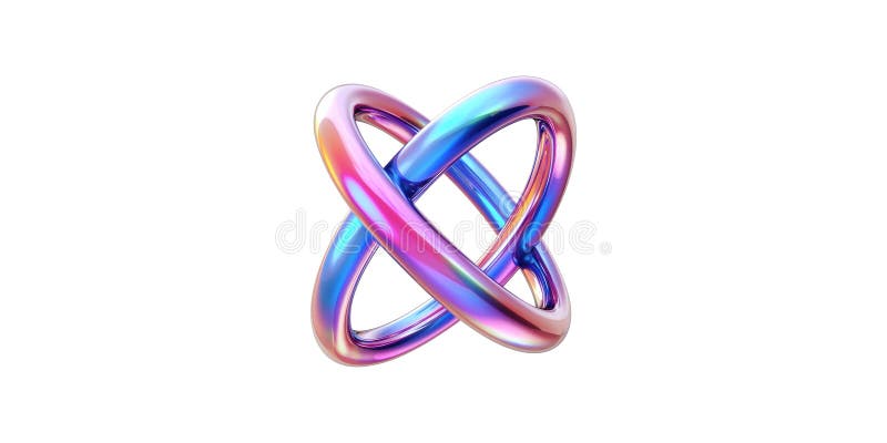 Shiny Metallic Torus Knot with Iridescent Surface Isolated on ...