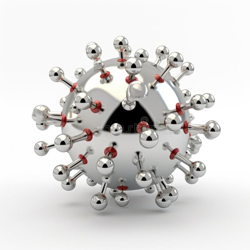 Shiny Metallic Virus Particle on White Background, Coronavirus Model ...