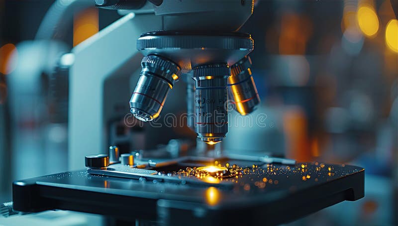 Shiny microscope close up stock illustration. Illustration of closeup ...
