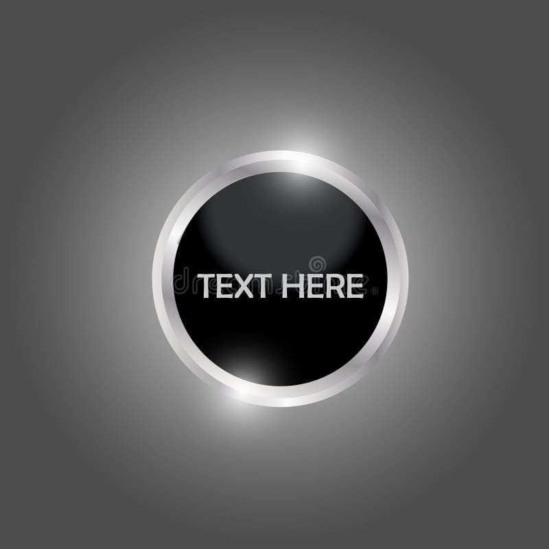 Shiny Black Silver Circle Button Stock Vector - Illustration of silver ...
