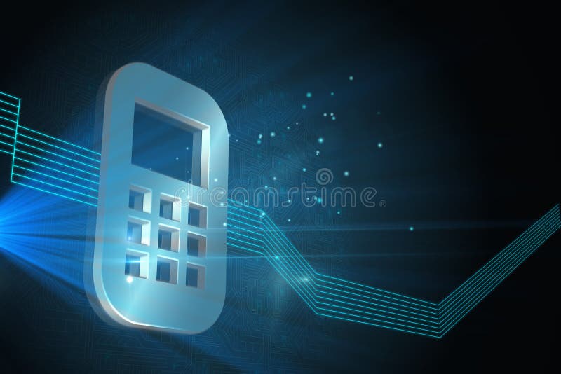 Shiny Mobile Phone on Blue Background Stock Illustration - Illustration ...