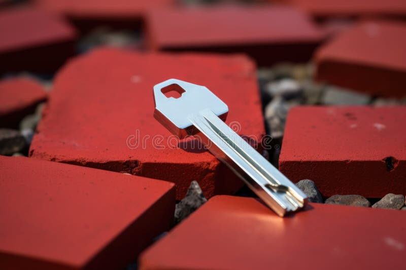 A Shiny Modern Key Lying on a Stack of Clean, New Red Bricks Stock ...