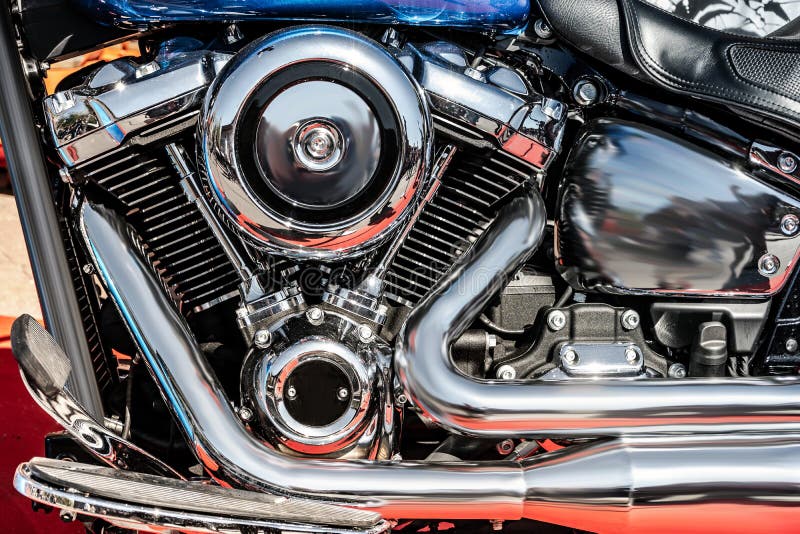 Shiny Chrome Motorcycle Parts Close Up Detail Stock Photo - Image of ...