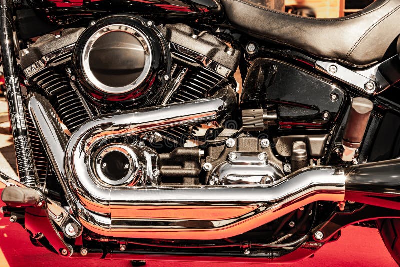 New, Shiny, Chrome Motorbike Engine Stock Photo - Image of automotive ...