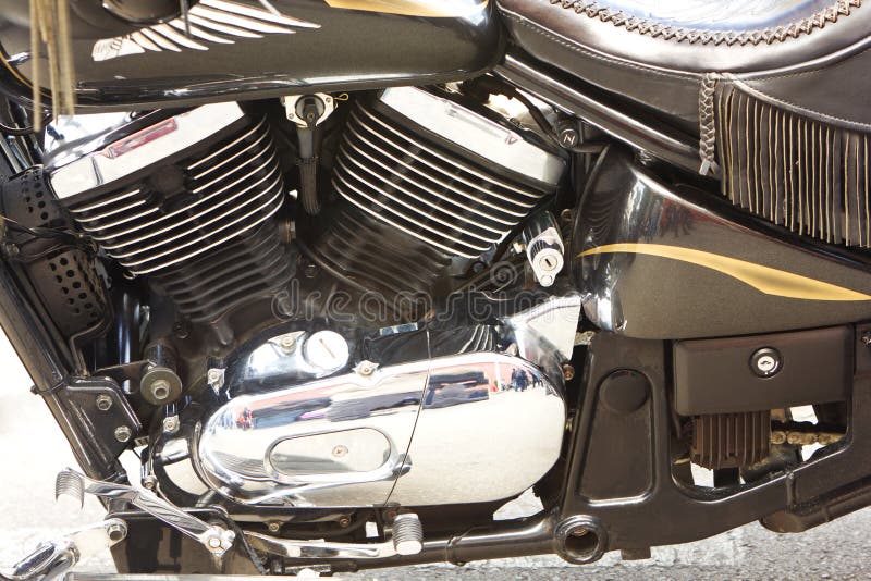 Shiny motorcycle engine stock photo. Image of iron, pipe - 40928432