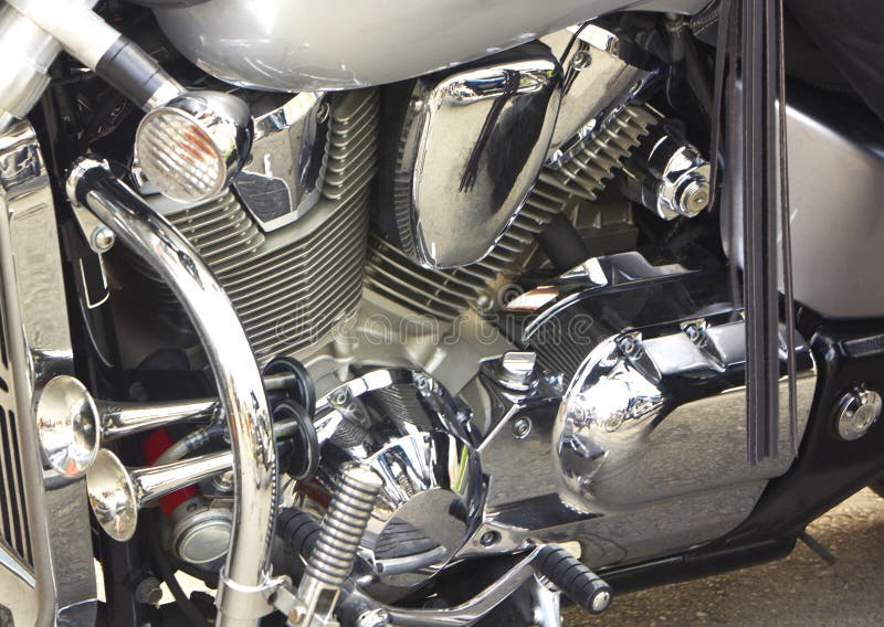 Shiny motorcycle engine stock photo. Image of pipe, motorcycle - 40928658