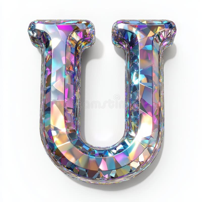 A Shiny, Multi-faceted Letter "U" with a Holographic Effect Stock ...