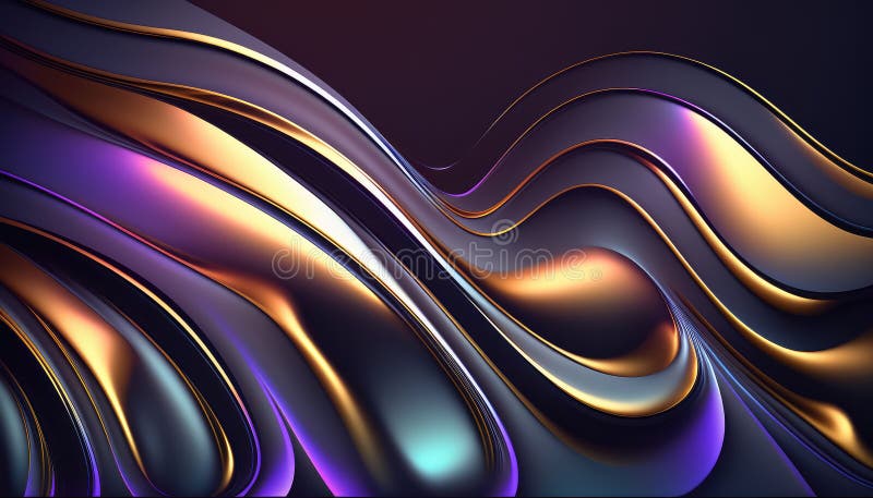 Shiny Multicolor 3D Wave Background with Metallic Effect Stock ...