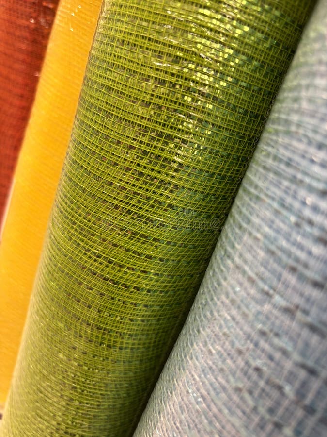 Shiny Multicolored Metallic Mesh Fabric Rolls Stock Photo - Image of ...