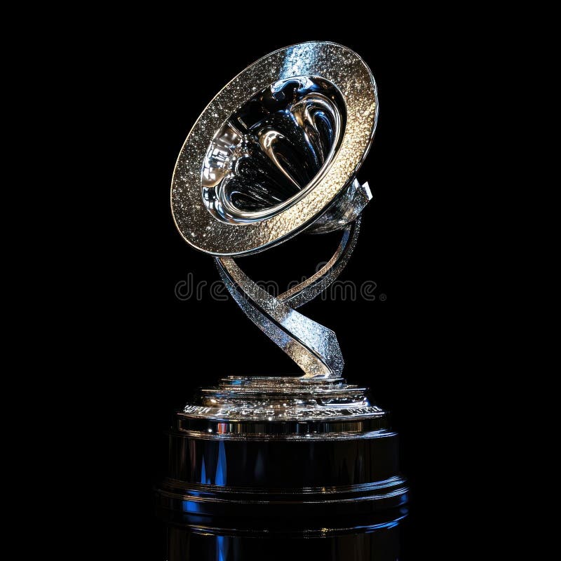 Shiny Music Trophy on Black Background Stock Illustration ...