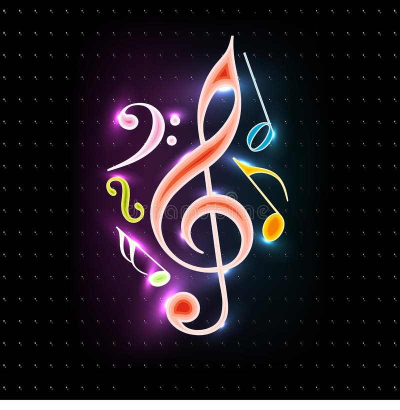 Shiny Musical Notes on Black Background. . Stock Illustration ...
