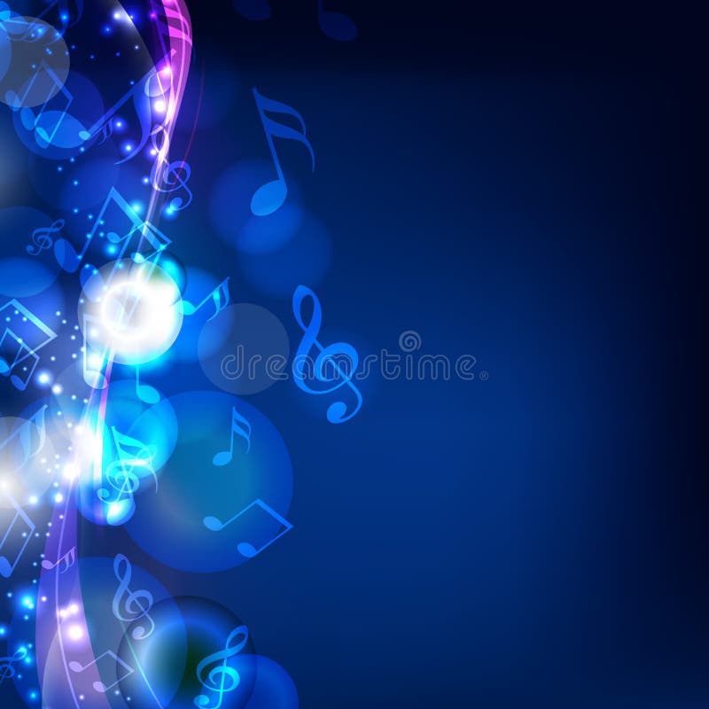 Shiny Musical Notes on Blue Background. Stock Illustration ...