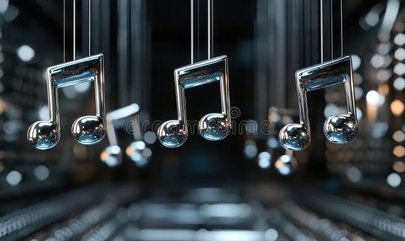 Shiny Musical Notes Suspended in a Modern Abstract Environment with ...