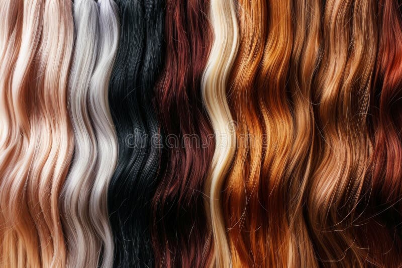 Shiny, Natural Hair Extensions in Various Colors Stock Image - Image of ...