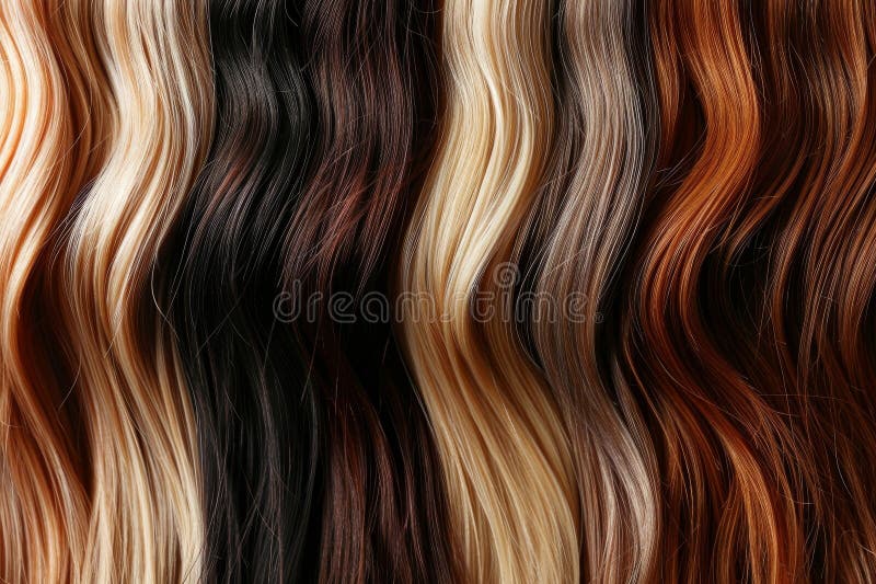 Shiny, Natural Hair Extensions in Various Colors Stock Illustration ...
