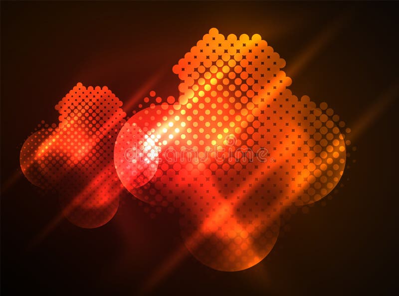 Shiny Neon Glowing Circles, Dot Particles Structure Stock Vector ...