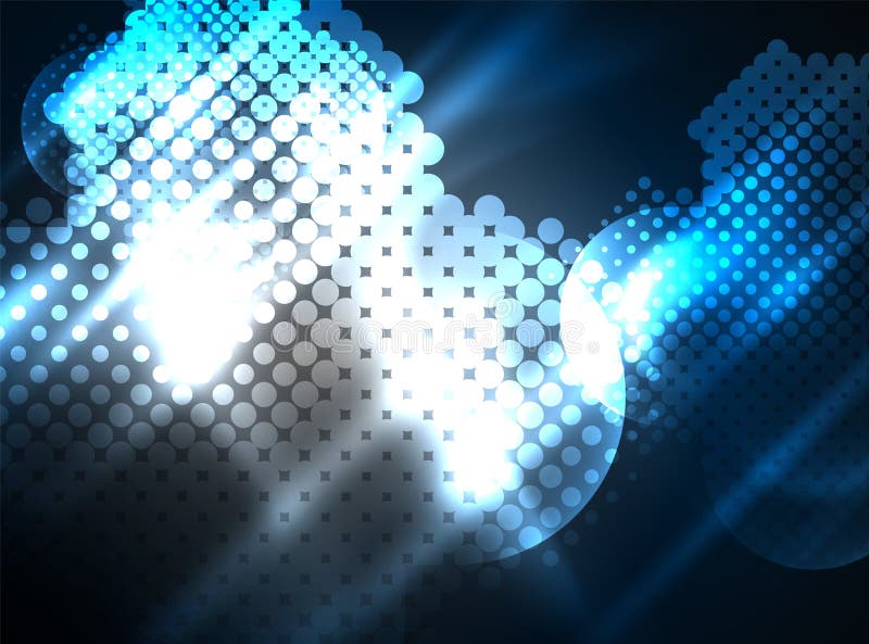 Shiny Neon Glowing Circles, Dot Particles Structure Stock Vector ...