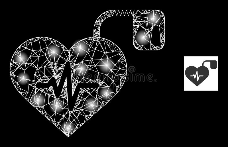 Bright Net Pulse Pacemaker Mesh Icon with Glare Dots Stock Vector ...